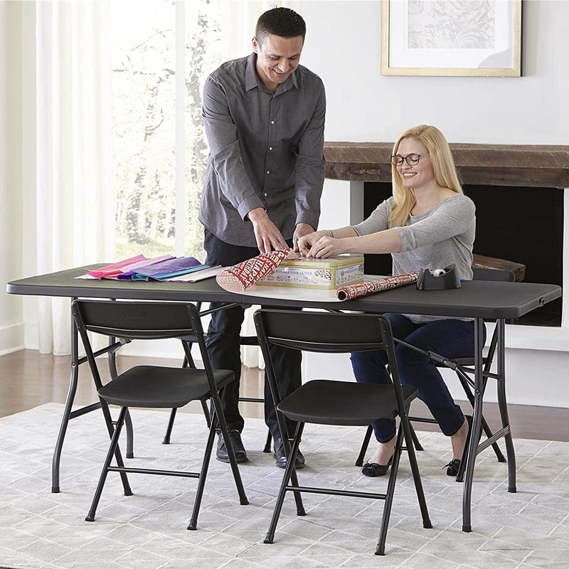 Wewdigi 72'' Plastic Rectangular Fold-in-Half Portable Folding Table & Reviews | Wayfair